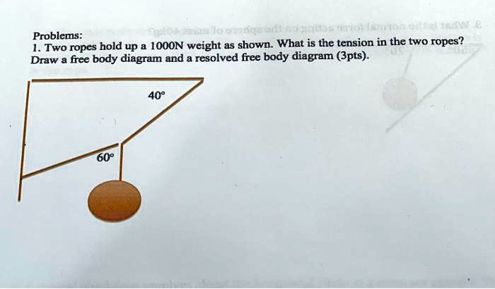 problems two ropes hold up iooon weight as shown what is the tension in ...