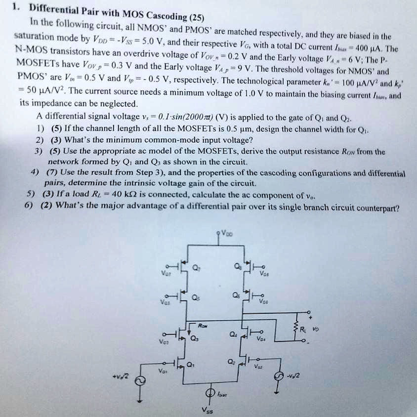 differential pair with mos cascoding 25 in the following circuit all ...