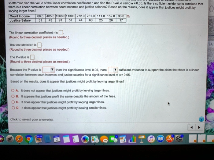 SOLVED: scatterplot; find the value of the linear correlation coefficient r and find the P-value ...