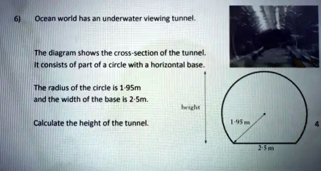 6) Ocean world has an underwater viewing tunnel. The diagram shows the ...