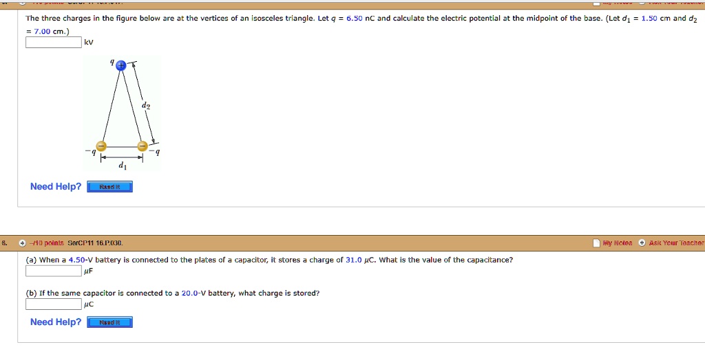 SOLVED: The three charges the figure below are atthe vertices an ...