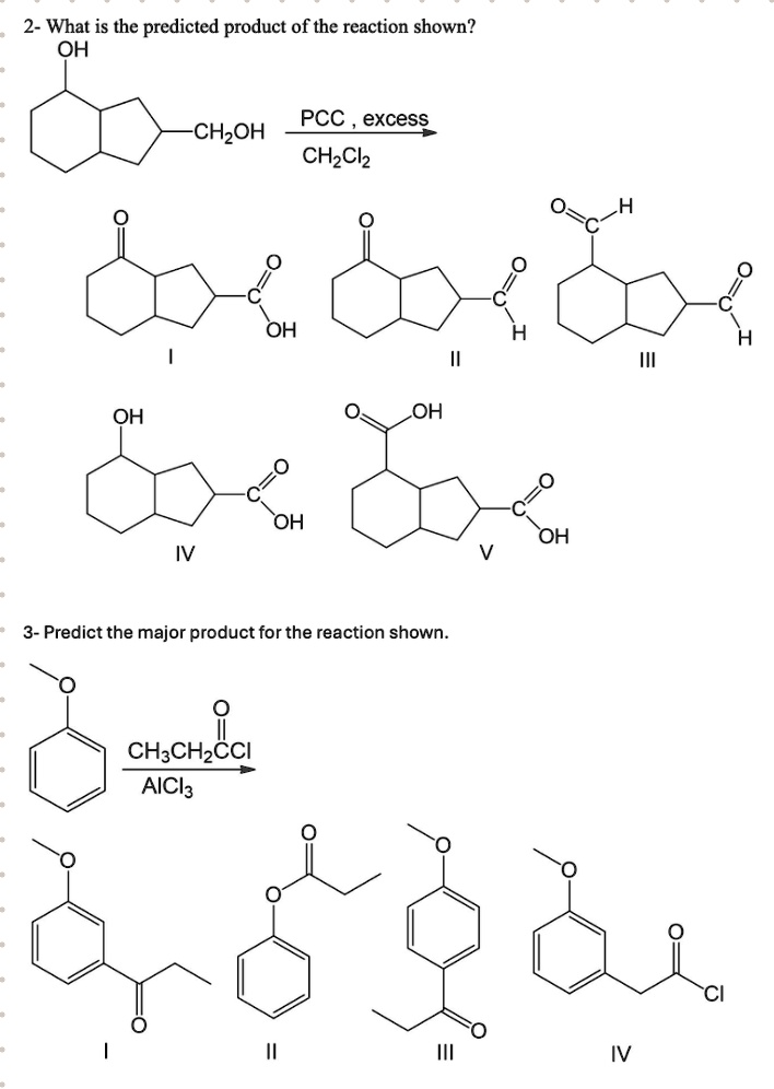 2 what is the predicted product of the reaction shown oh pcc excess ...