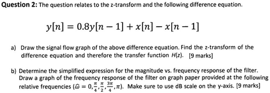 SOLVED: Question 2: The question relates to the z-transform and the ...