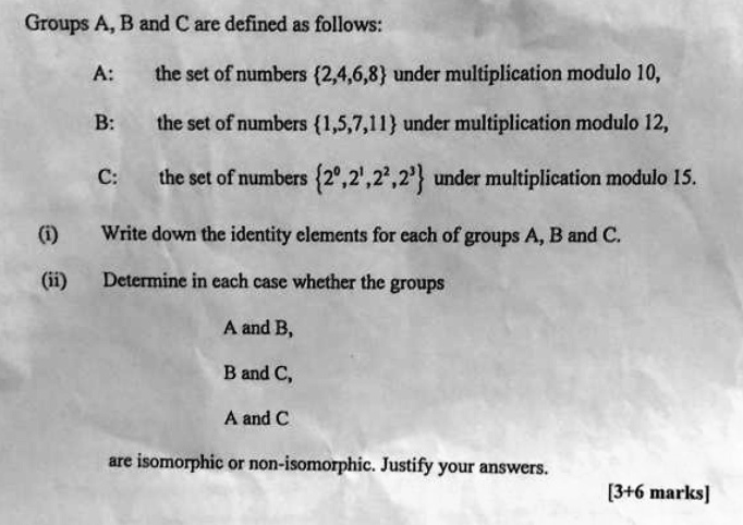 SOLVED: Groups A,B and € are defined as follows: A: the set of numbers ...