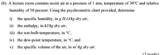 (b) A lecture room contains moist air at a pressure of 1 atm ...