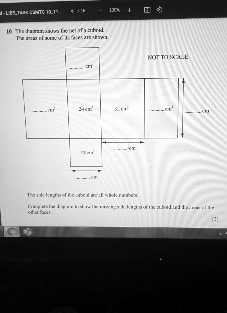 [GET ANSWER] 10 The diagram shows the net of a cuboid. The areas of some of its faces are shown ...