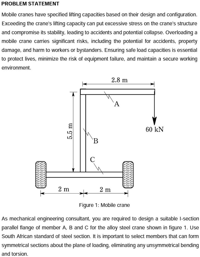 PROBLEM STATEMENT Mobile cranes have specified lifting capacities based ...