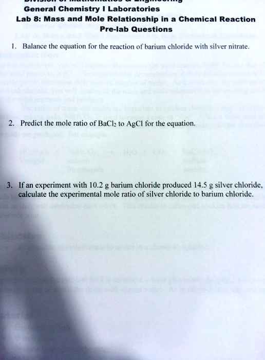 SOLVED: General Chemistry Laboratories Lab 8: Mass and Mole ...