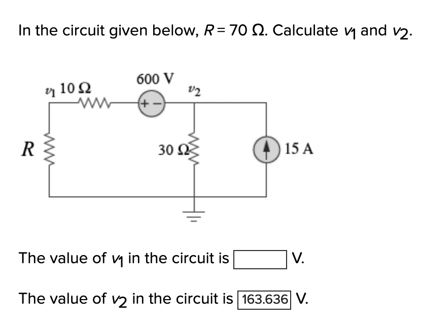 In the circuit given below, R = 70 Î©. Calculate v1 and v2. Need help calculating V1. In the ...