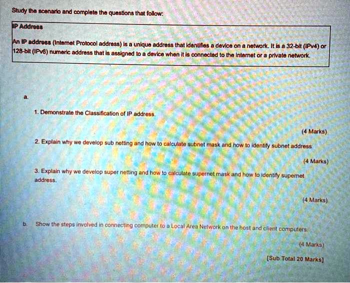 SOLVED: Texts: Study the scenario and complete the questions that follow: 1. Demonstrate the ...