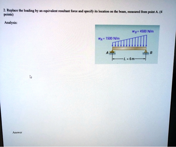 SOLVED: Replace the loading by an equivalent resultant force and specify its location on the ...