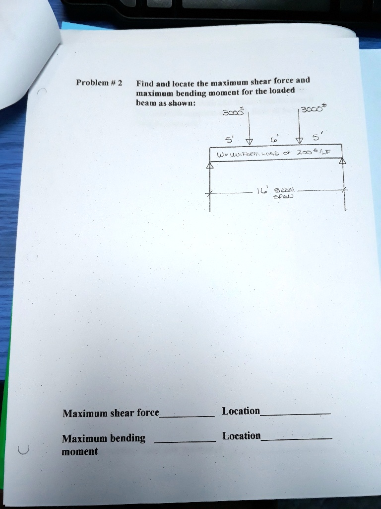 find and locate the maximum shear force and maximum bending moment for ...