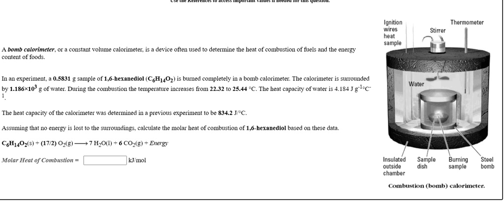 SOLVED:Ignition wires heat sample Thermometer Stirrer bomb calorimeter ...