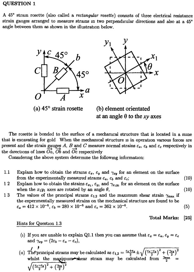 SOLVED: A 45Â° strain rosette (also called a rectangular rosette ...