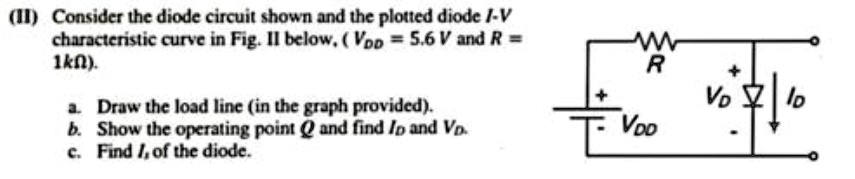 SOLVED: Texts: (I'll consider the diode circuit shown and the plotted ...