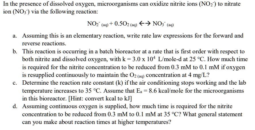SOLVED: In the presence of dissolved oxygen, microorganisms can oxidize ...