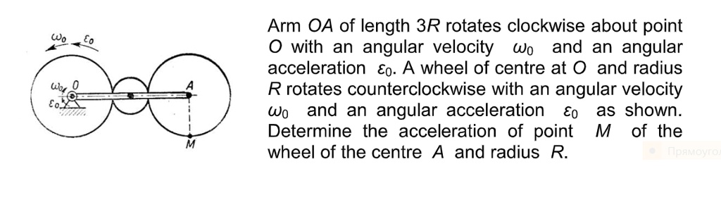 Arm OA of length 3R rotates clockwise about point O with an angular ...