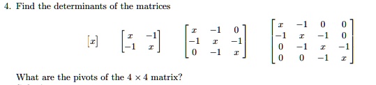 SOLVED: Find the determinants of the matrices [1] [ : [:4 E What are ...