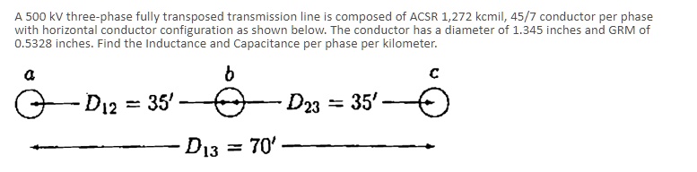 SOLVED: A 500 kV three-phase fully transposed transmission line is ...