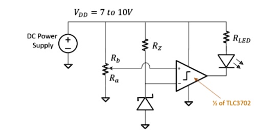 V DD = 7 to 10V DC Power Supply R Z R b R a R LED % of TLC3702