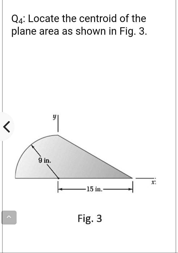 SOLVED: Q4: Locate the centroid of the plane area as shown in Fig.3.