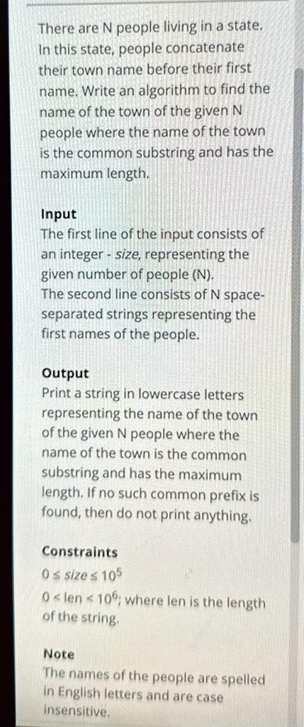 There Are N People Living In A State In This State People Concatenate Their Town Name Before