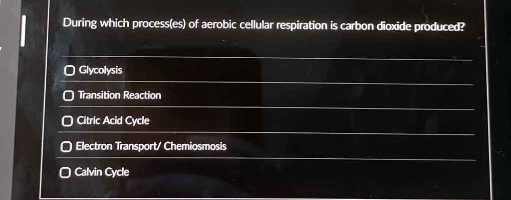 during which processes of aerobic cellular respiration is carbon ...