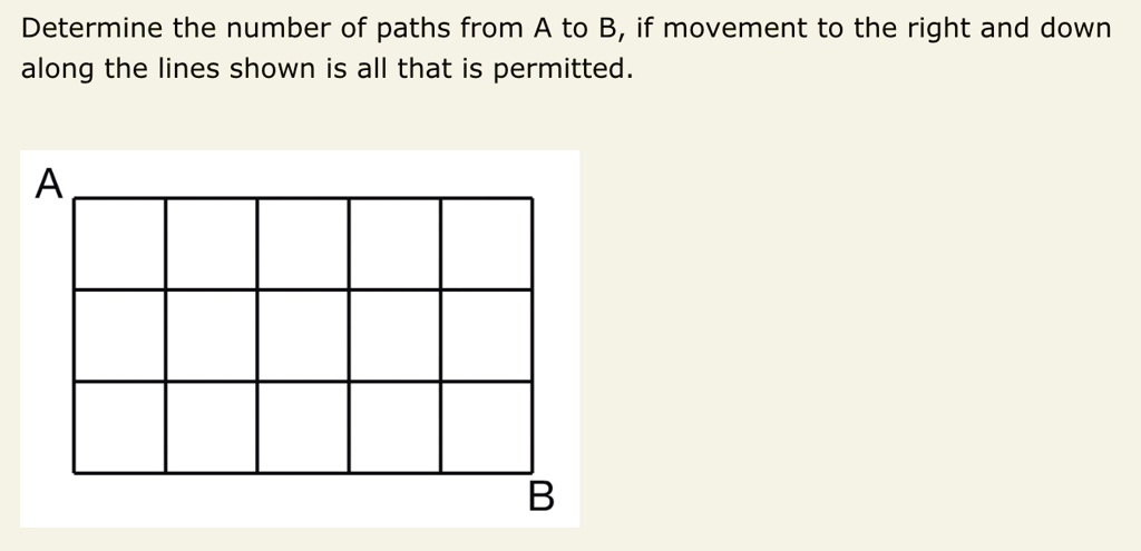 SOLVED: Determine the number of paths from A to B, if movement to the ...