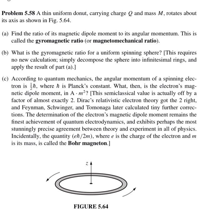 problem 558 a thin uniform donut carrying charge q and mass m rotates ...