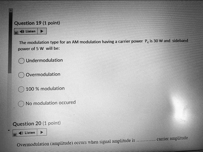 Solved Communication System Question19 1 Point Listen The Modulation Type For An Am Modulation