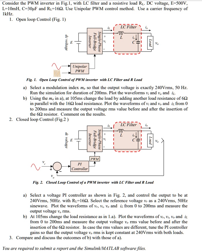 SOLVED: Consider the PWM inverter in Fig. 1, with an LC filter and a ...