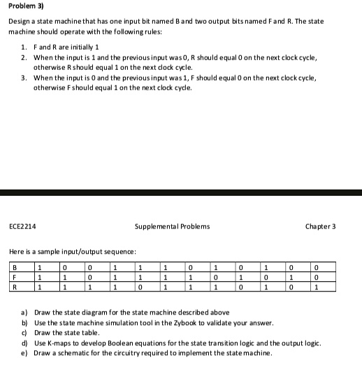 Solved Design A State Machine That Has One Input Bit Named B And Two Output Bits Named F And R