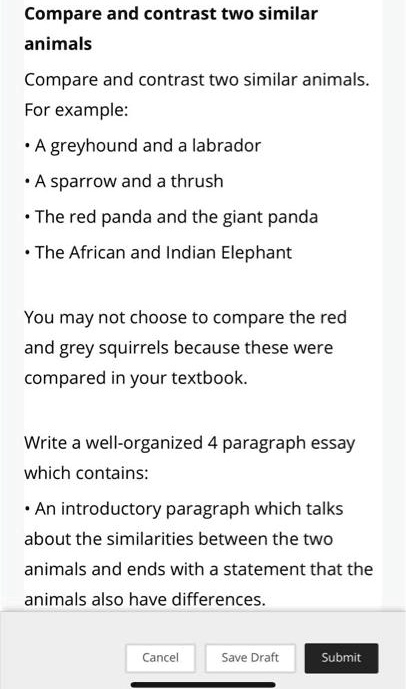 compare and contrast two similar animals compare and contrast two ...