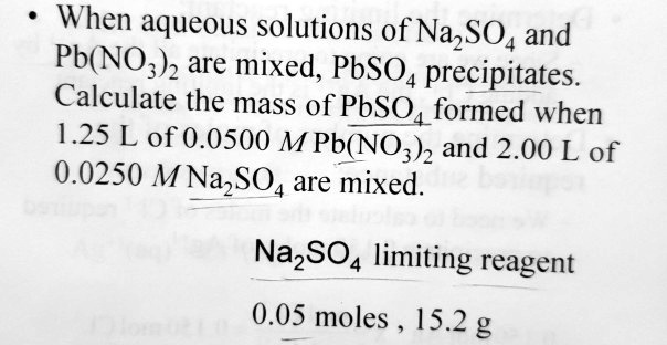 When aqueous solutions of Na2SO4 and Pb(NO3)2 are mixed, PbSO4 ...