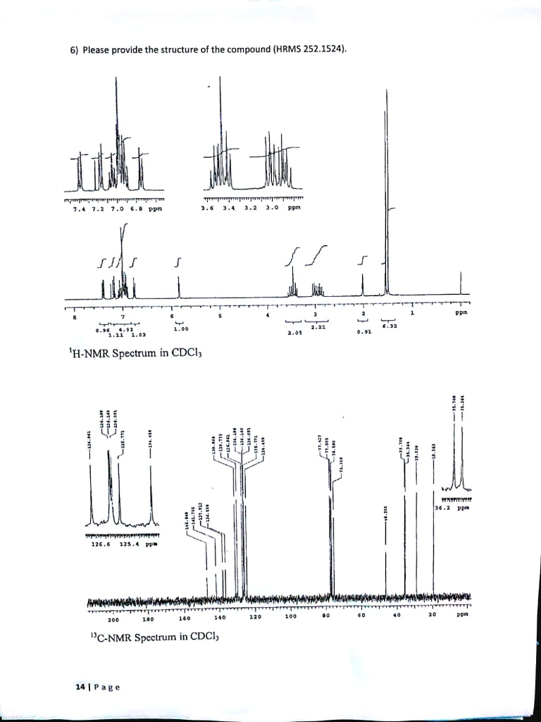 SOLVED: Please provide the structure of the compound (HRMS 252.15241 ...