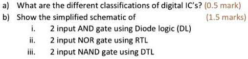 SOLVED: What are the different classifications of digital ICs? (0.5 ...