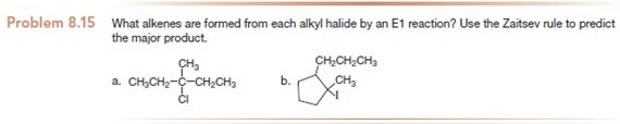 SOLVED: Problem 8.15 What alkenes are formed from each alkyl halide by ...