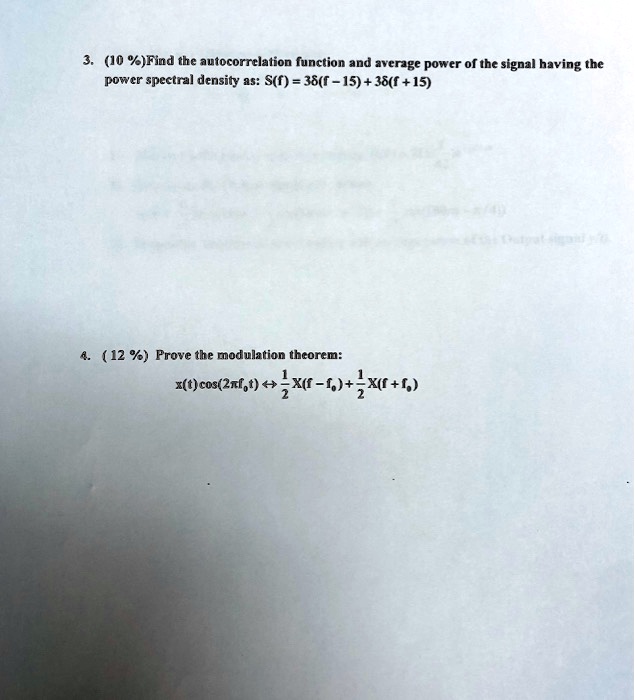 3 10 Find The Autocorrelation Function And Average Power Of The Signal Having The Power Spectral