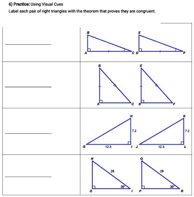 SOLVED: 0) Practlce: Using Visual Cues Label each pair of right ...