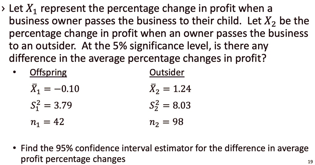 SOLVED: Let X, represent the percentage change in profit when a ...
