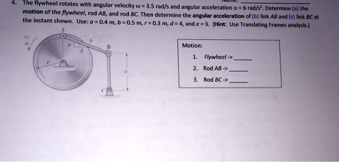 SOLVED: The flywheel rotates with an angular velocity of 3.5 rad/s and ...