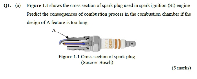 Q1. (a) Figure 1.1 shows the cross section of spark plug used in spark ...