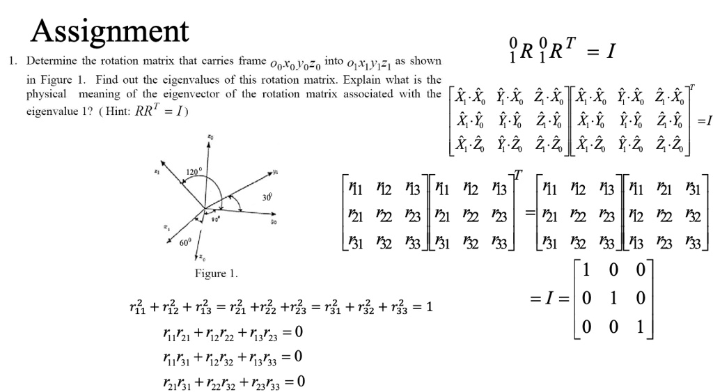 assignment 8r rt i determine the rotation matrix that carries frame oo ...