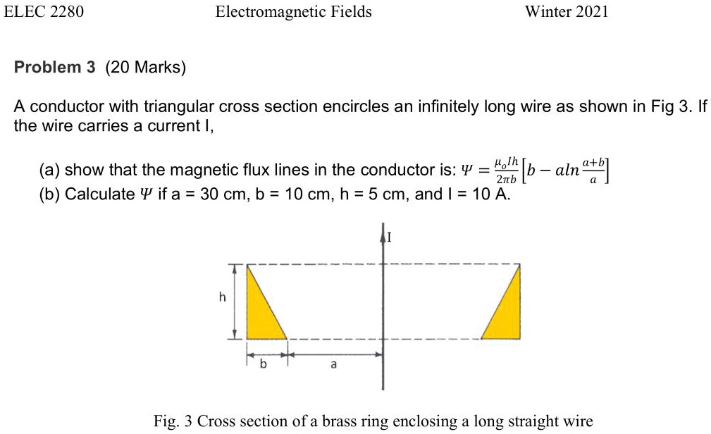 SOLVED: ELEC 2280 Electromagnetic Fields Winter 2021 Problem 3 (20 ...