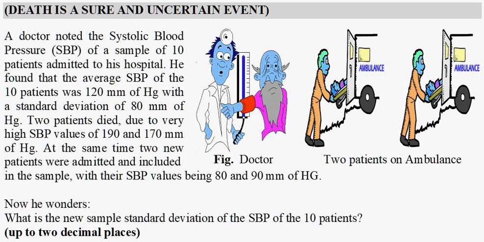 Doctor noted the Systolic Blood Pressure (SBP) of a sample of 10 ...