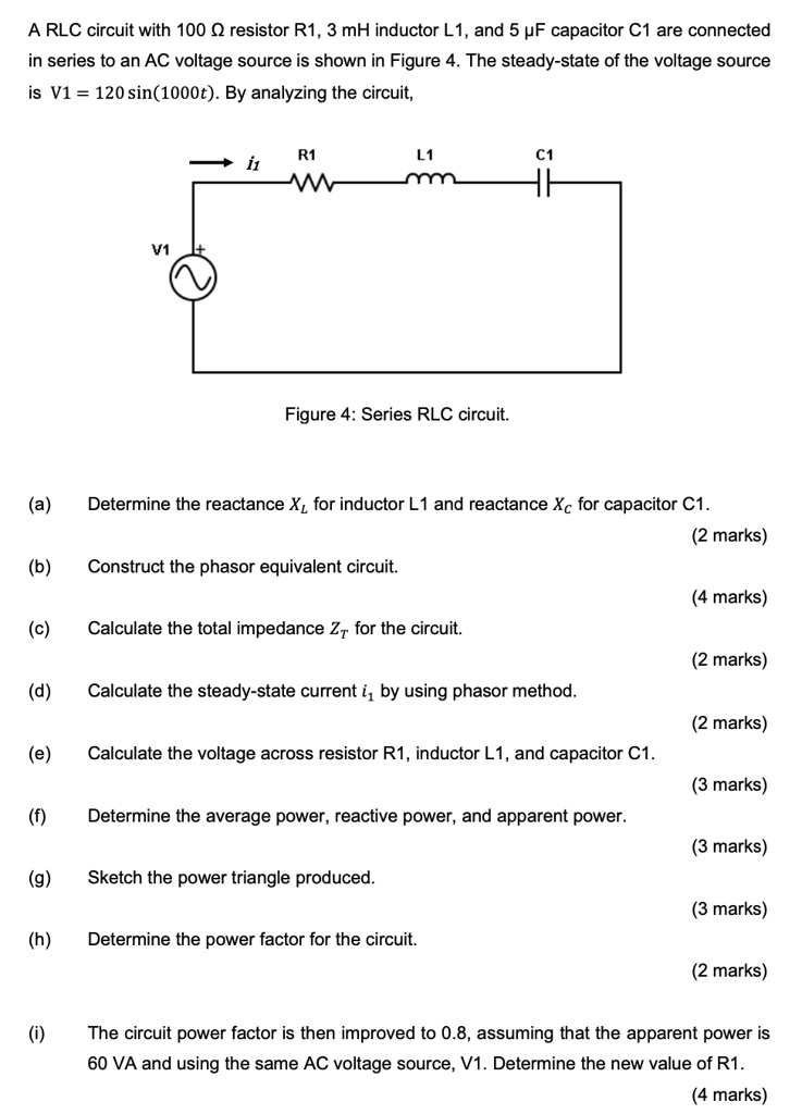 SOLVED: A RLC circuit with a 100 Î© resistor R1, a 3 mH inductor L1, and a 5 pF capacitor C1 is ...