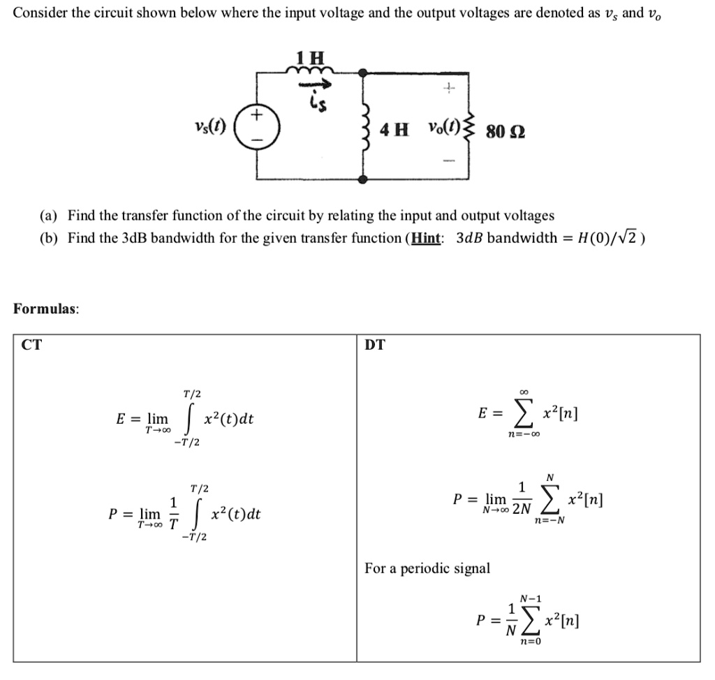 Consider the circuit shown below where the input voltage and the output voltages are denoted as ...