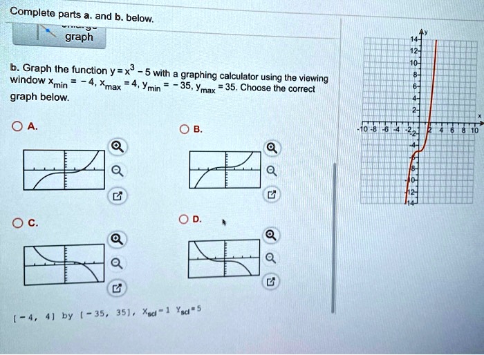 Solved Complete Parts And B Below Graph B Graph The Function Y X 5 With Graphing Window