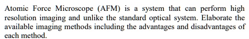 SOLVED: Atomic Force Microscope (AFM is a system that can perform high ...