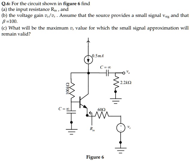 Q.6: For the circuit shown in figure 6 find (a) the input resistance Rin, and (b) the voltage ...